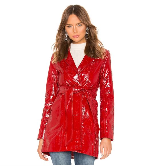 LPA | Jackets & Coats | New Lpa Cropped Patent Trench Red Wntr7 | Poshmark